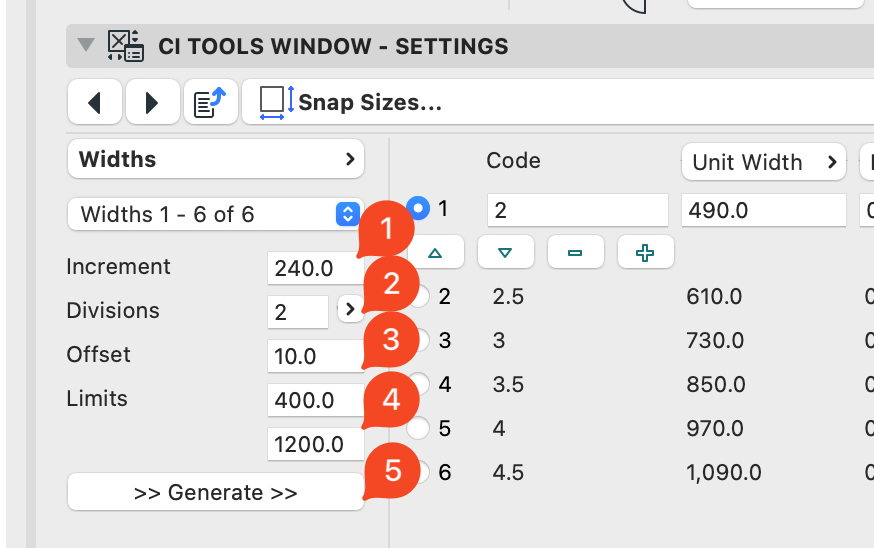 Using preset "Snap Sizes" in Windows and Doors – MyCi Knowledge Base